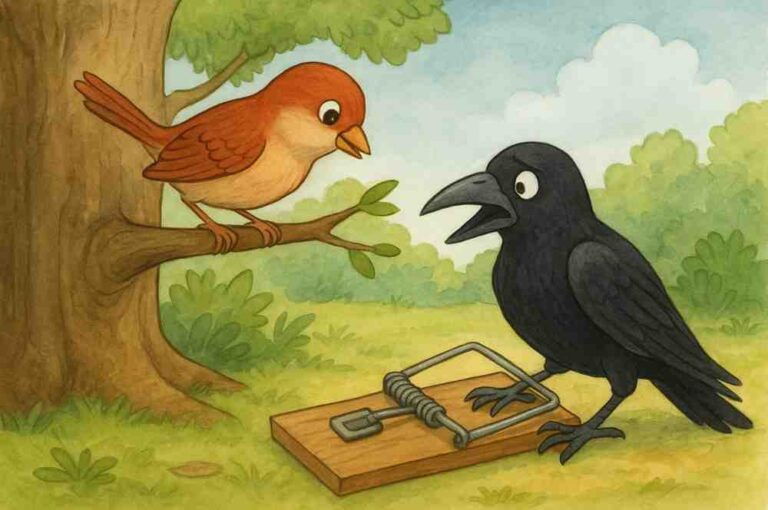 चतुर गौरैया और लालची कौआ - Clever Sparrow and the Greedy Crow - Kahani Now