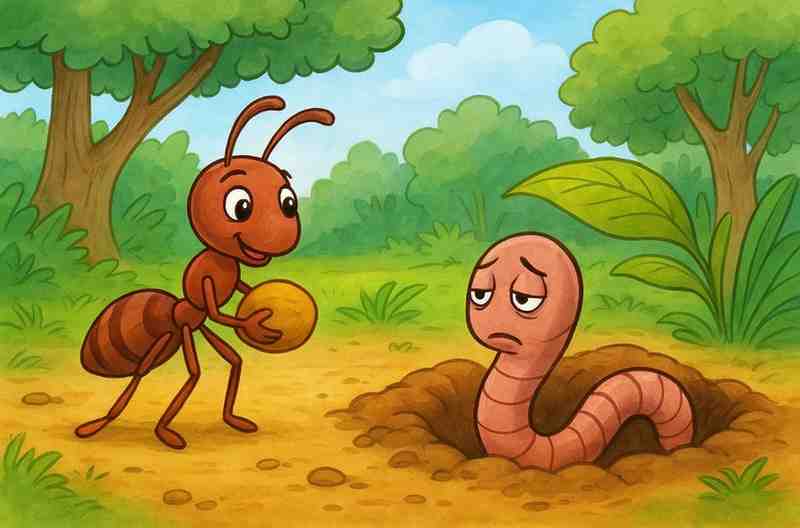 मेहनती चींटी और आलसी कीड़ा - The Hardworking Ant and the Lazy Worm ...